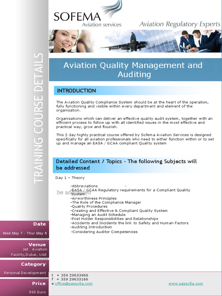 Aviation Quality Management Course | PDF | Audit | Competence (Human ...