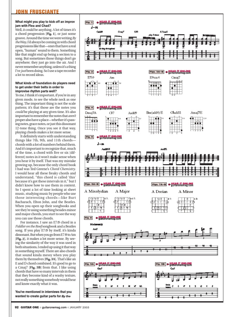John Fruciante Chords | PDF | Chord (Music) | Musicology