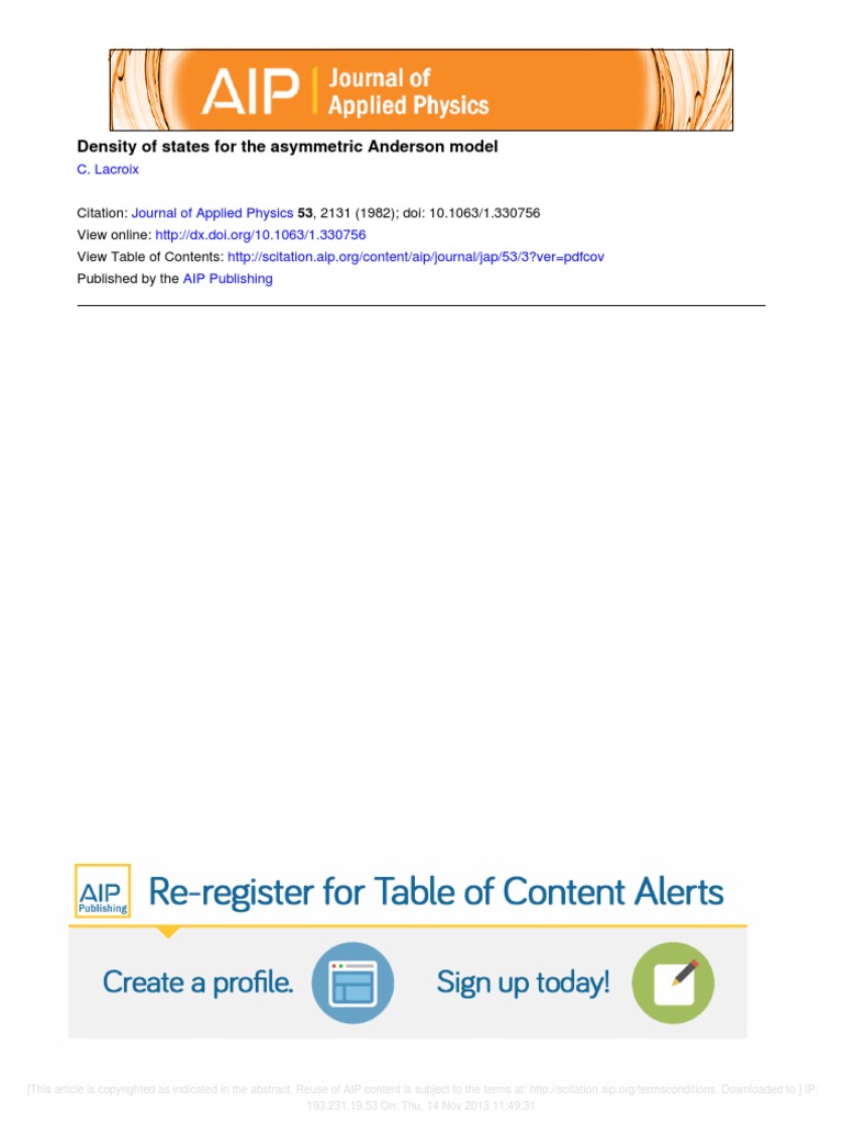 C Lacroix Density of States For The Asymmetric Anderson Model | PDF ...