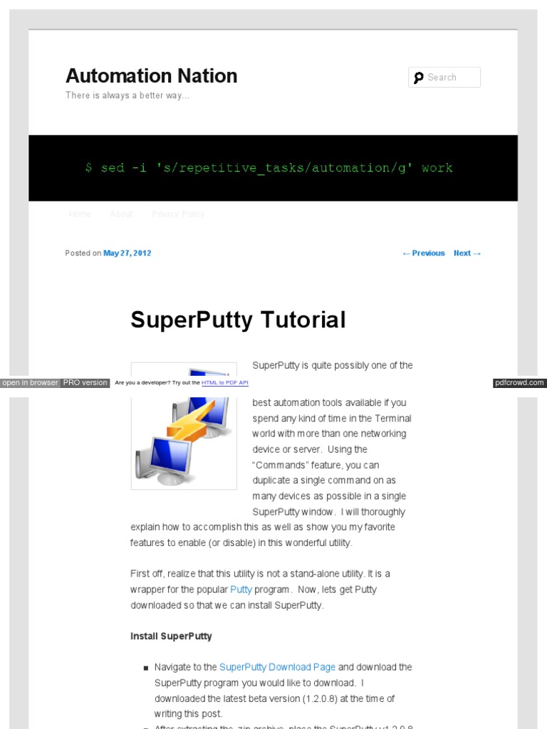 Superputty Tutorial | PDF | Shell (Computing) | Html