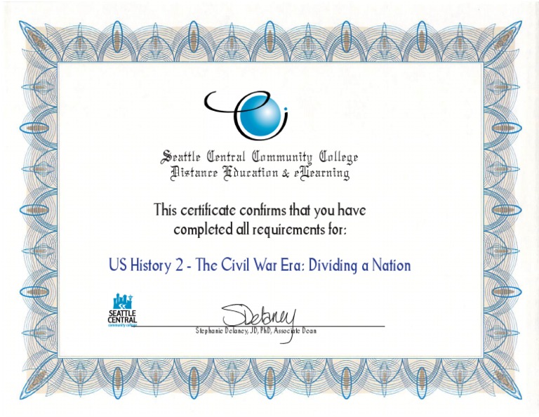 US History 2 Certificate Completion | PDF