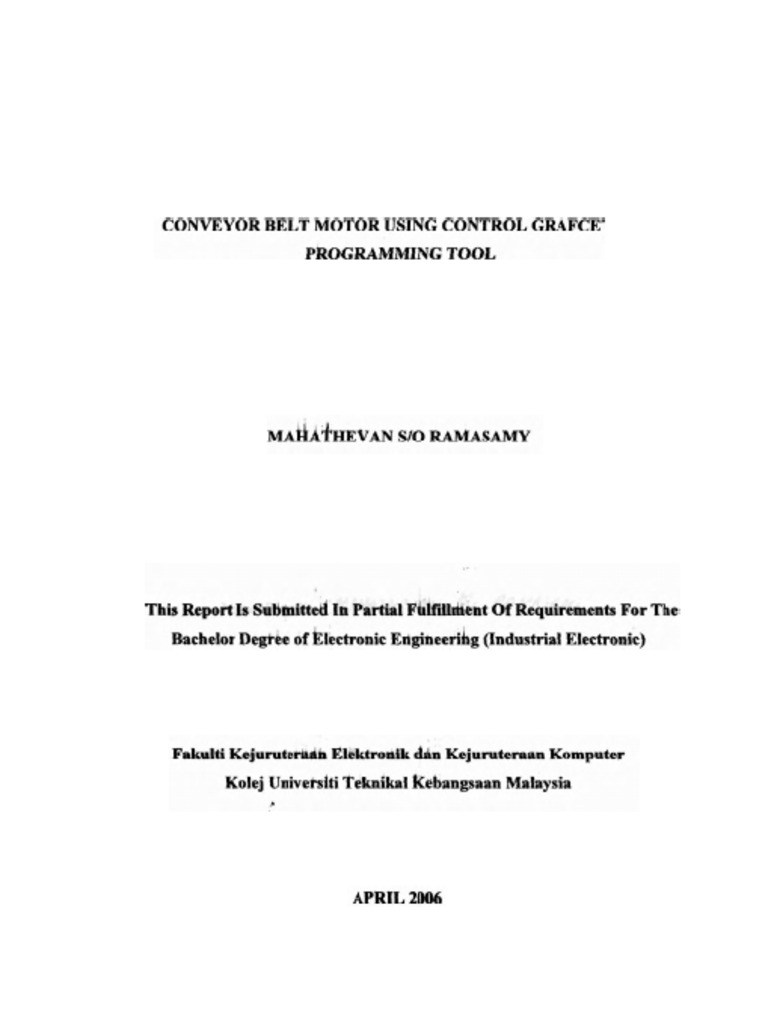 Conveyor Belt Motor Using Control Grafcet As Programming Tool | PDF | Programmable Logic ...