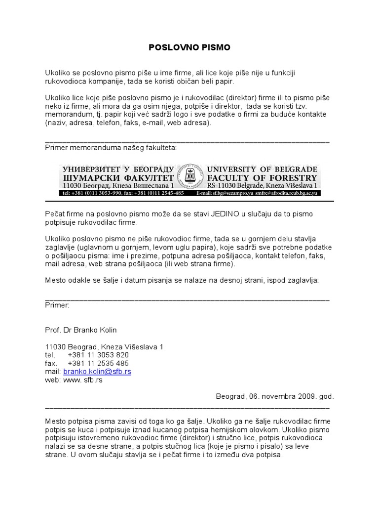 Poslovno Pismo | PDF