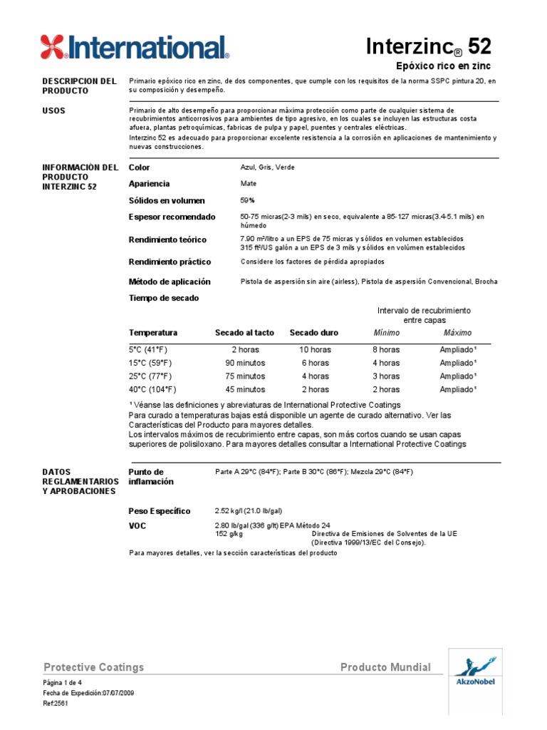 Hds Interzinc 52 | PDF | Zinc | Química