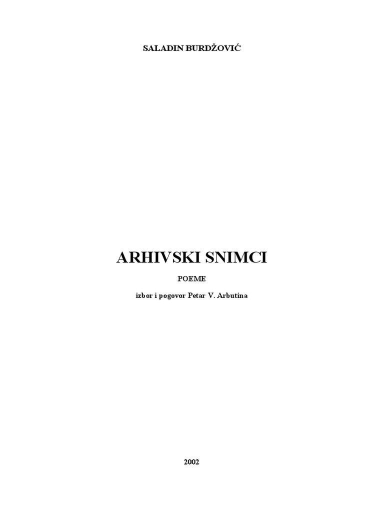 Saladin Burdzovic - Arhivski Snimci | PDF