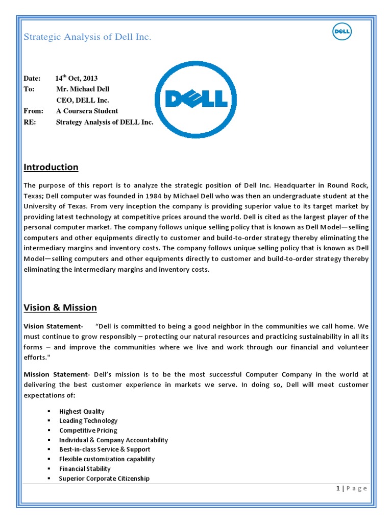 Dell Strategy Analysis | PDF | Business | Finance & Money Management