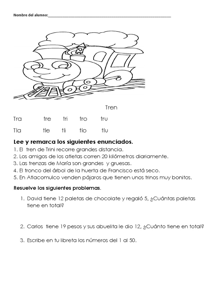 Actividades de lectura y matemáticas TLA TLE TLI TLO TLU | PDF
