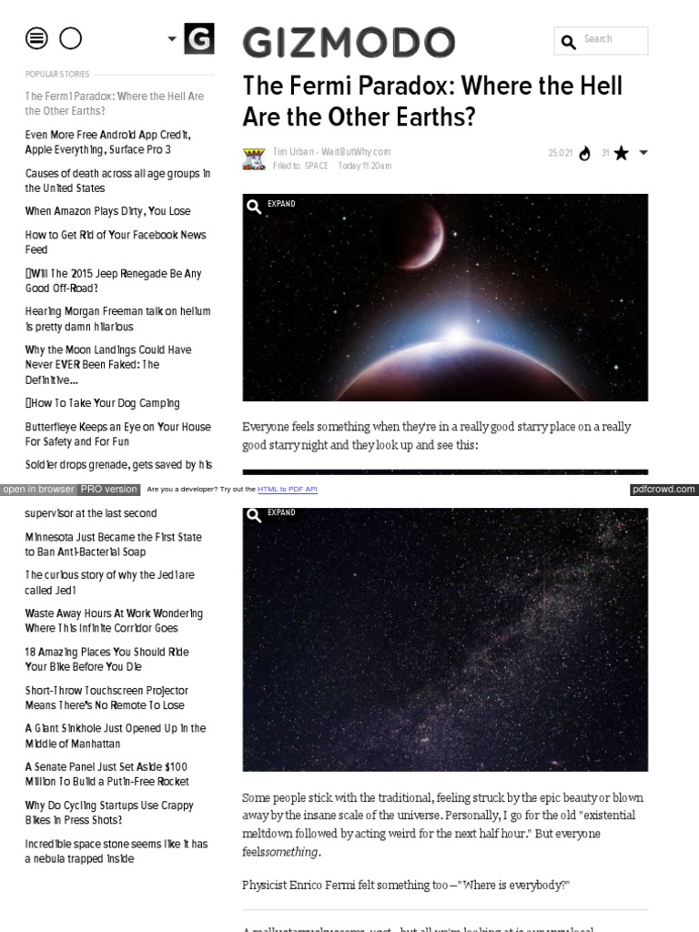 The Fermi Paradox Where The Hell Are The Other e | PDF | Earth Analog ...