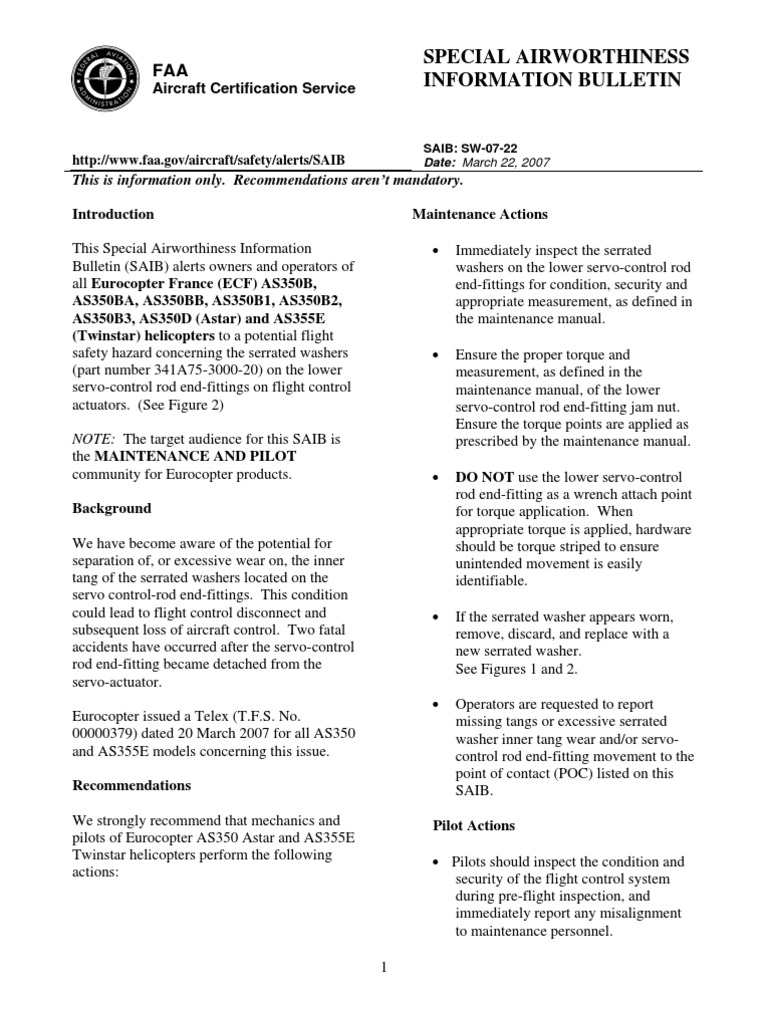 AS350BService Bulletin | Download Free PDF | Aviation Safety | Aerospace