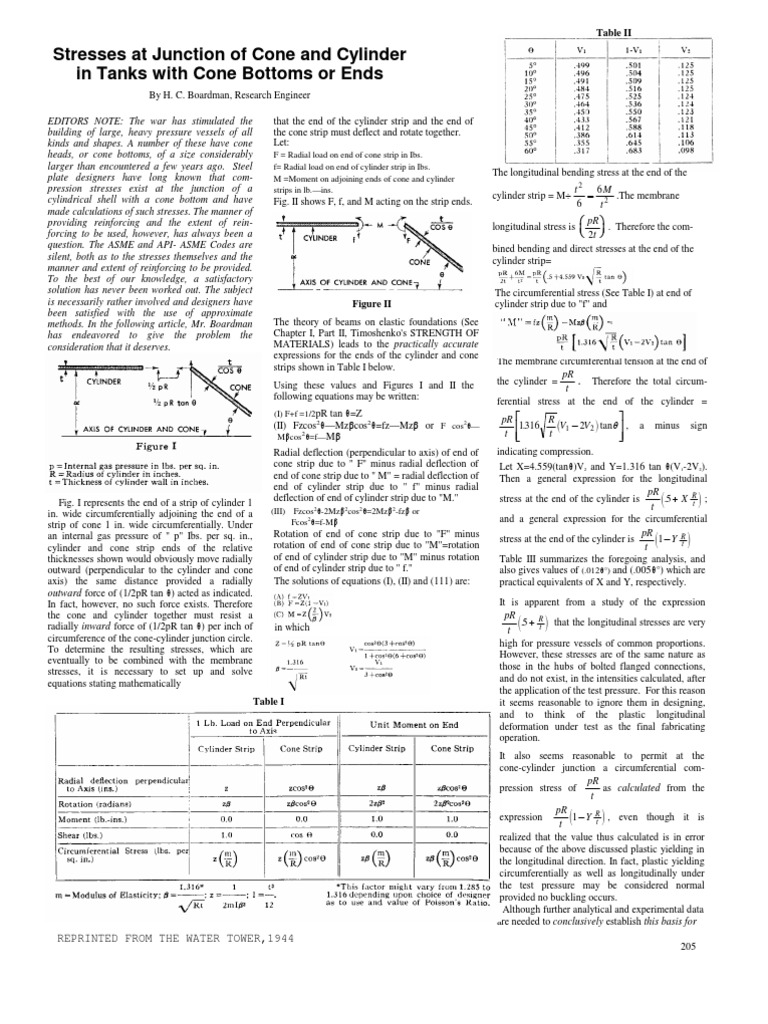 Stresses at Junction of Cone and Cylinder in Tanks With Cone Bottoms or ...