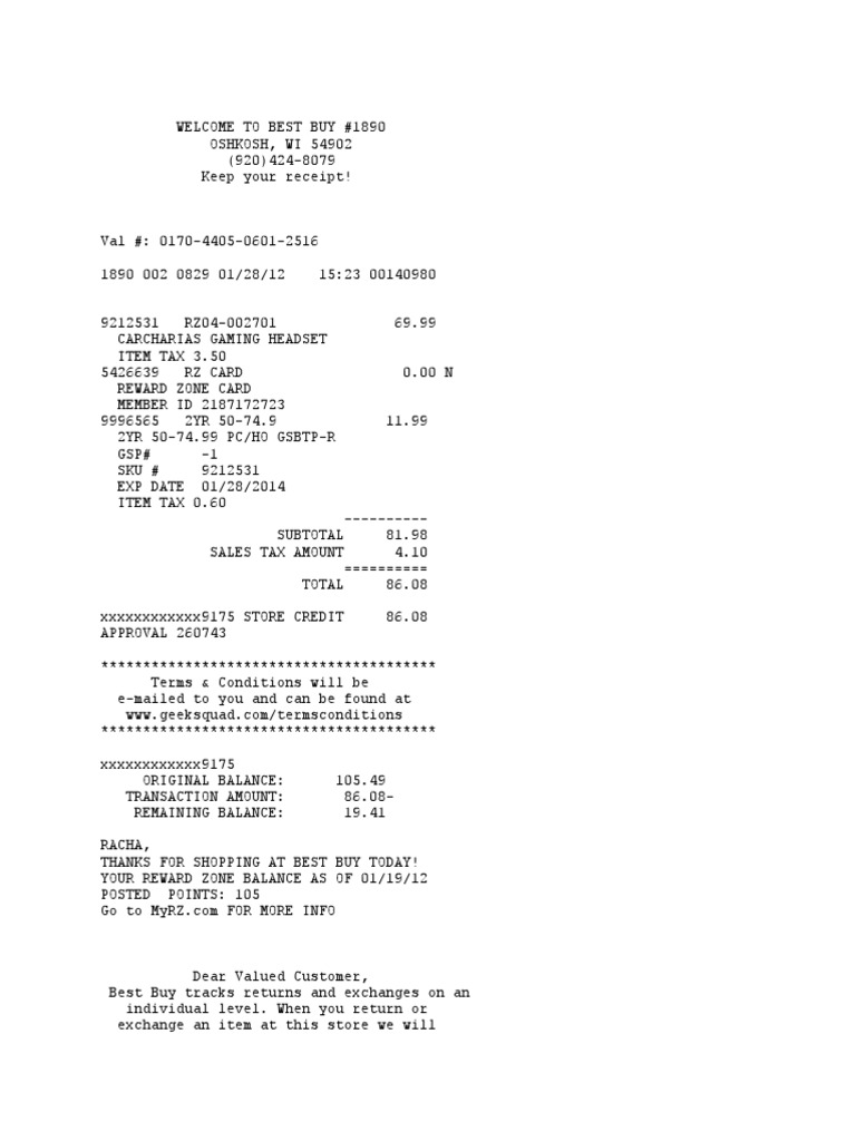 Best Buy Receipt: Razer Carcharias | PDF | Best Buy | Receipt