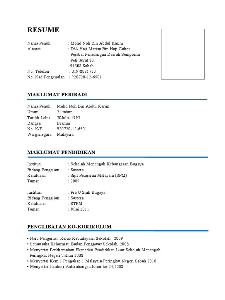 Contoh Resume | PDF