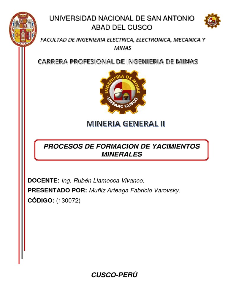 Procesos de Formacion de Yacimientos Minerales. | PDF | Magma | Roca (geología)