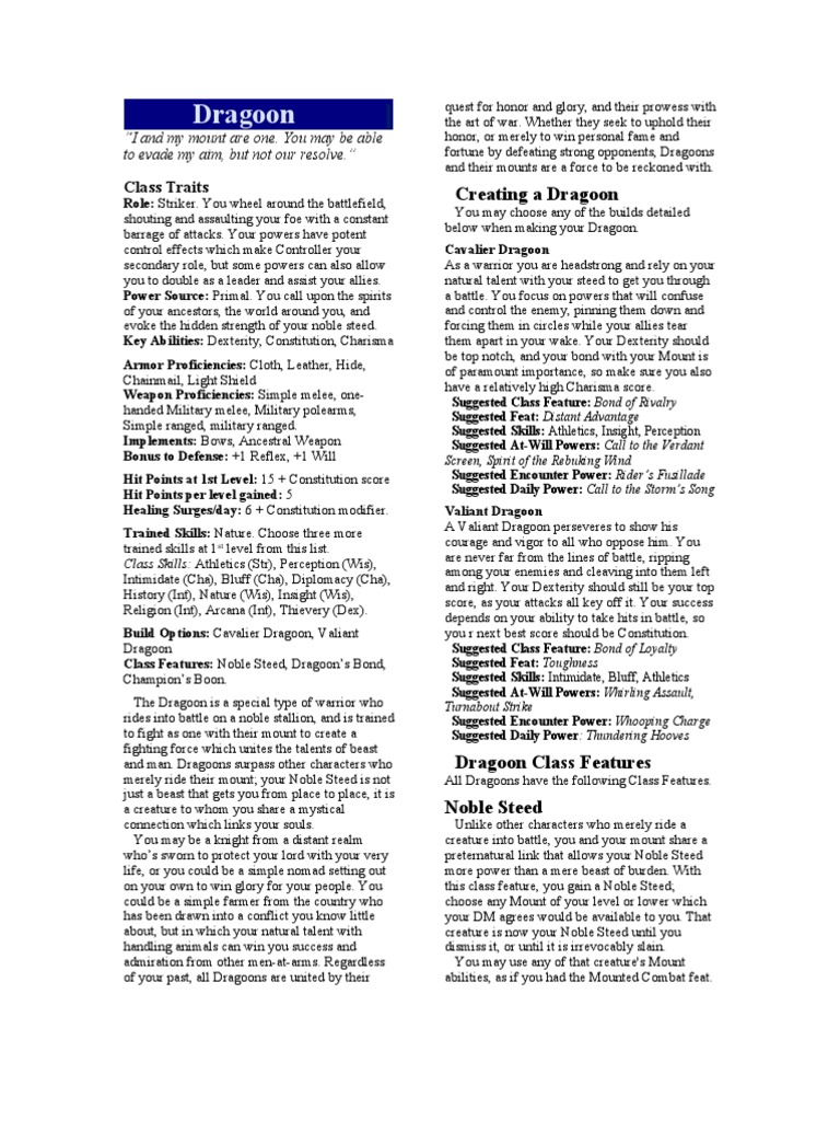 4E Dragoon Class | PDF