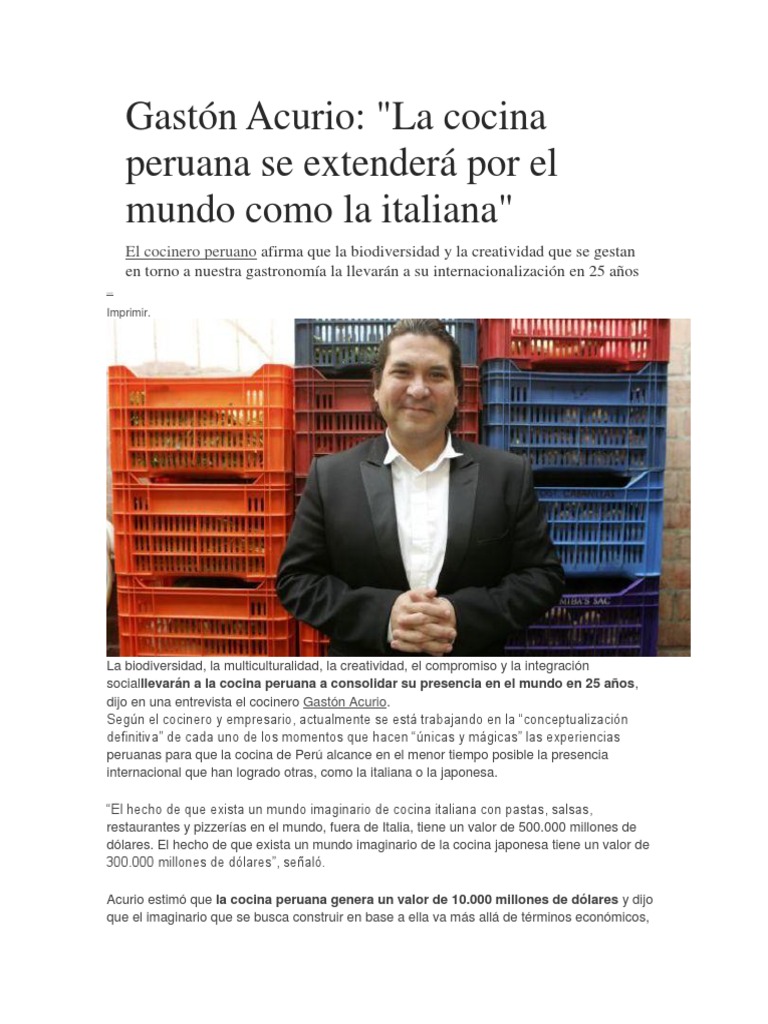 Acurio: Cocina peruana al mundo en 25 años | PDF | Perú