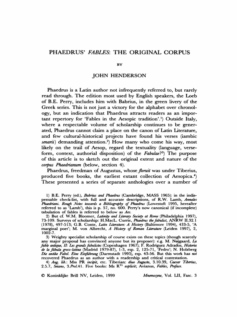 Phaedrus' Fables: Original Corpus Analysis | PDF | Aesop | Fable