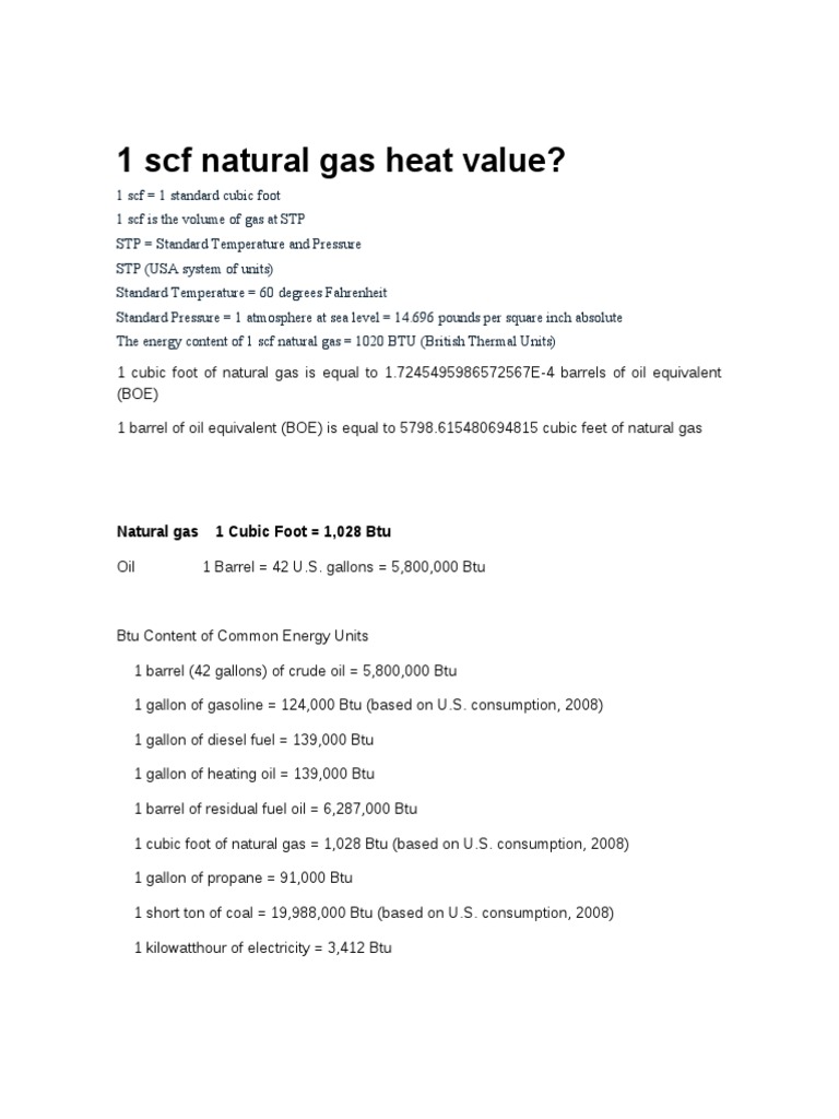 Natural Gas Heat Value and Energy Content | PDF | Cooking, Food & Wine ...