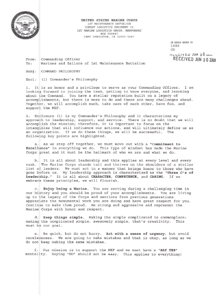 Command Philosophy Document | PDF | Commanding Officer | United States ...