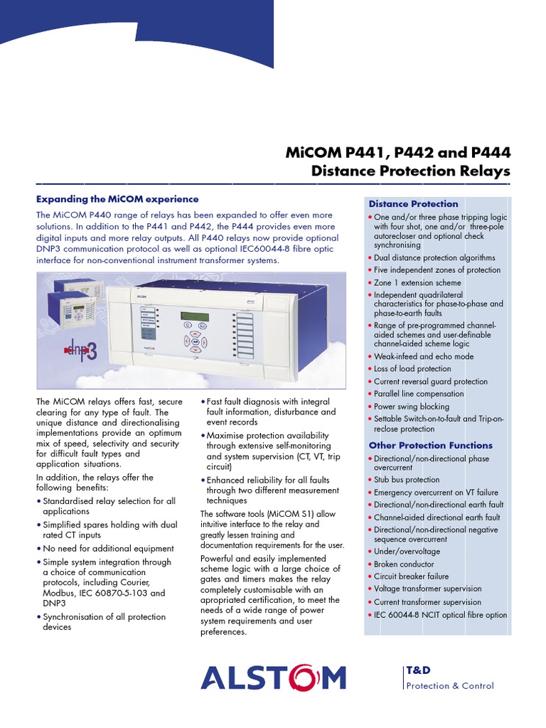 Micom P441, P442 and P444 Distance Protection Relays: Expanding The ...