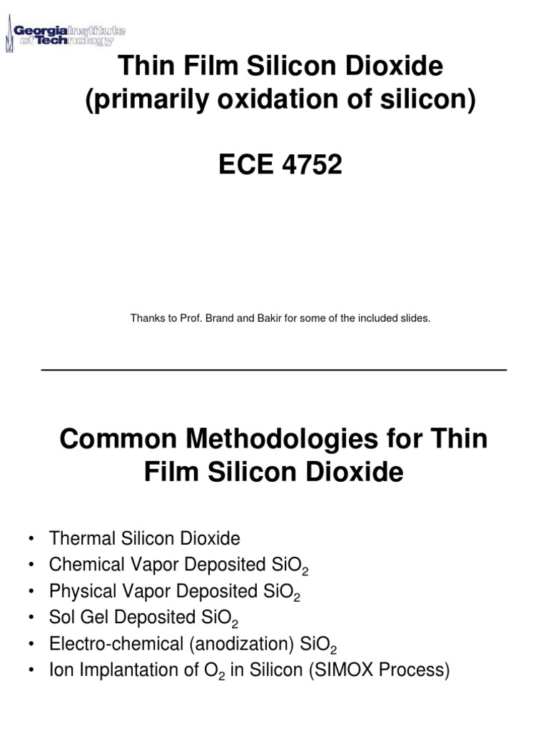 Silicon Oxidation Slides | PDF | Silicon Dioxide | Silicon