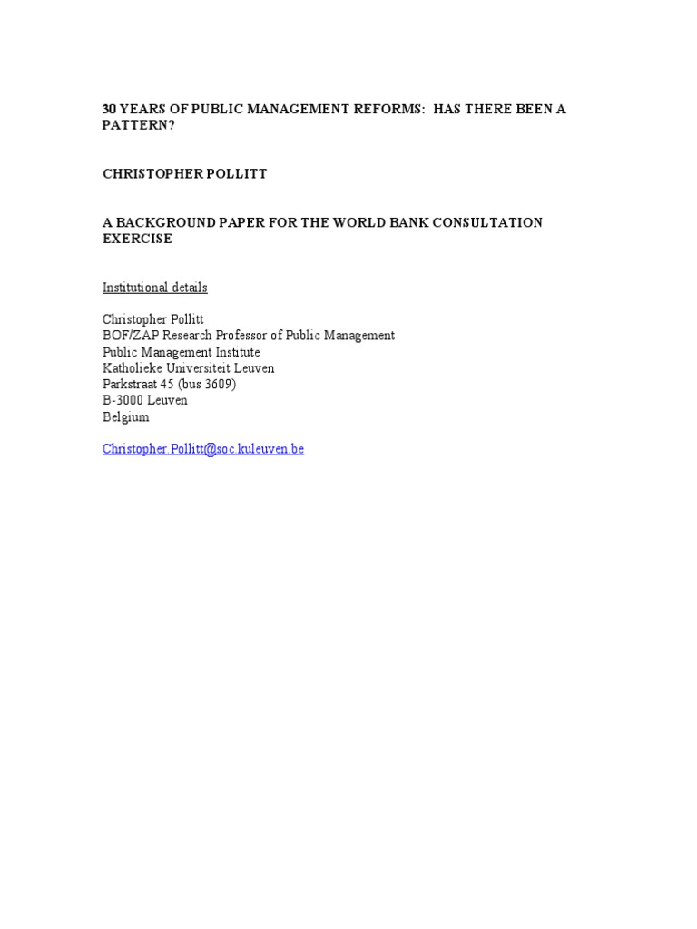 Public Management Reforms Patterns | PDF | Cognitive Science