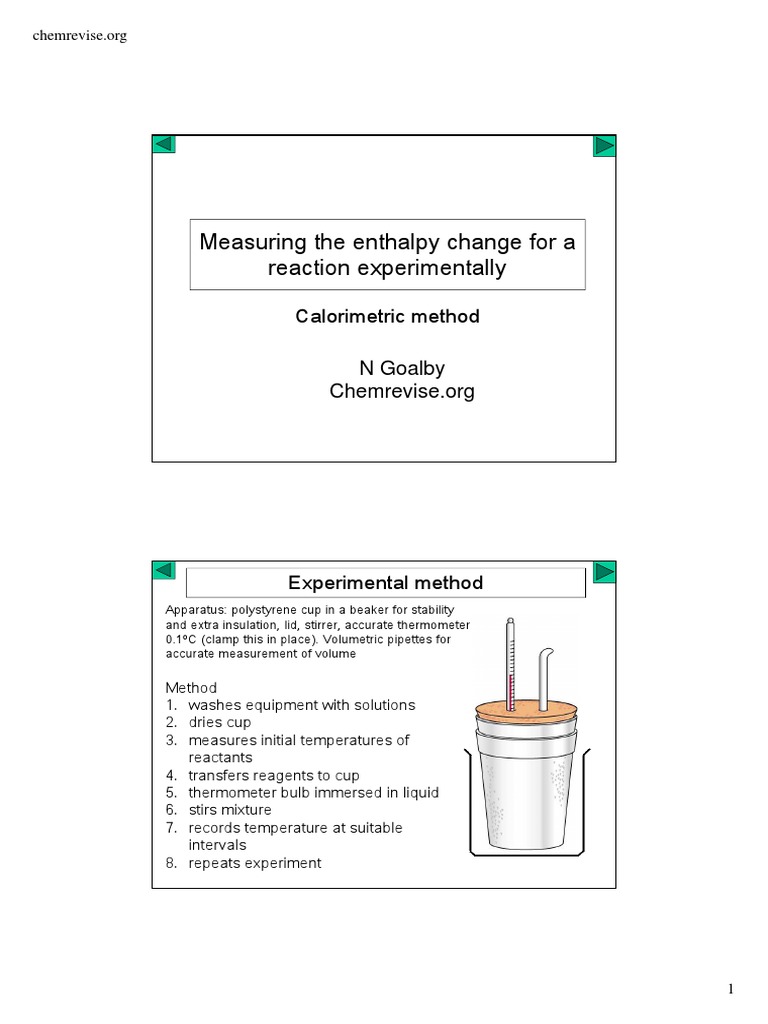 Enthalpy Change Measurement Guide | PDF | Temperature | Chemical Reactions