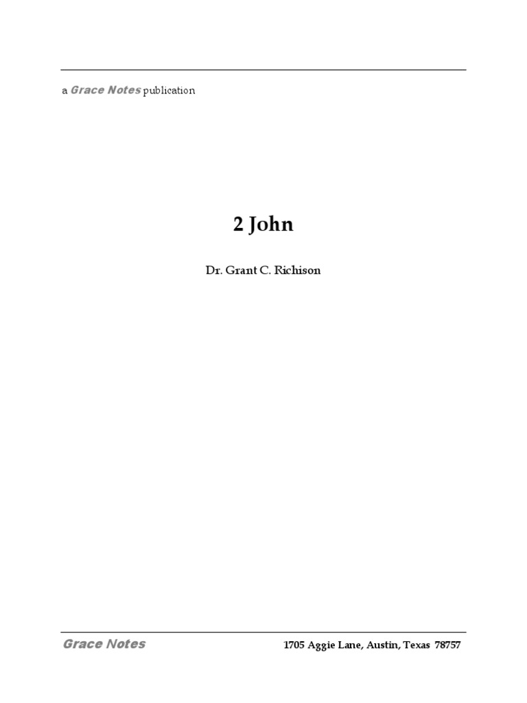 2 John Grace Notes Pdf Grace In Christianity Mercy