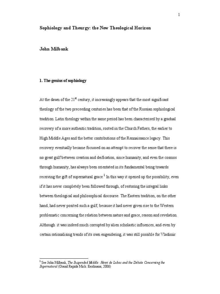 Sophiology and Theurgy: The New Theological Horizon | PDF | Trinity ...