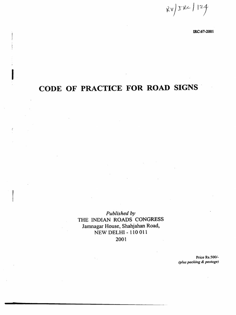 IRC-67-2001 Code of Practice For Road Signs | PDF