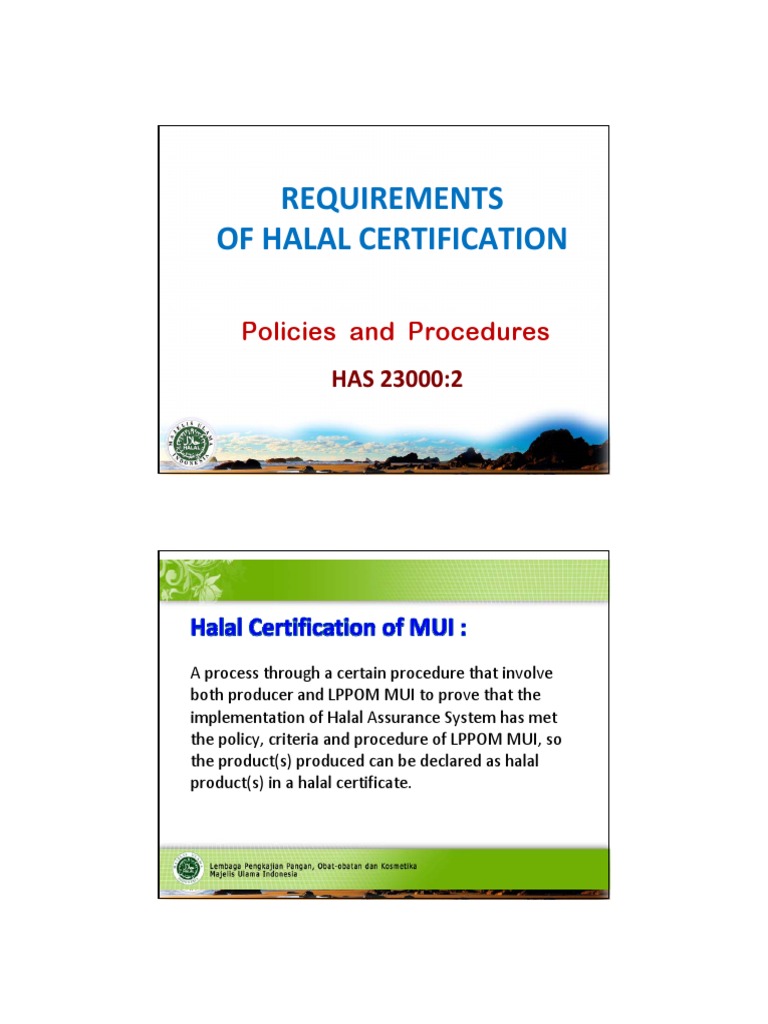 Halal Certification Policies and Procedures | PDF | Certification ...