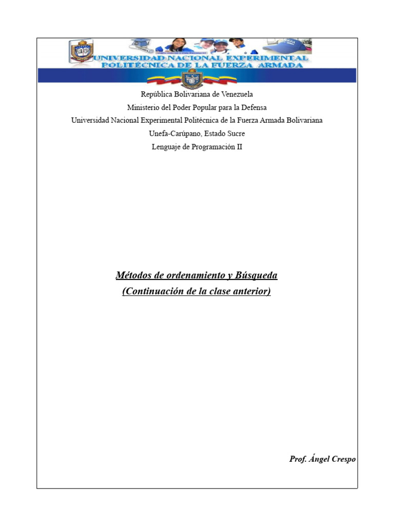Métodos De Ordenamiento Y Búsqueda En C Pdf Algoritmos Y Estructuras De Datos Informática