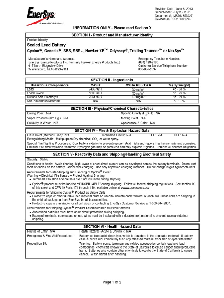 Aerospace and Defense Sealed Lead Acid Battery | PDF | Battery ...