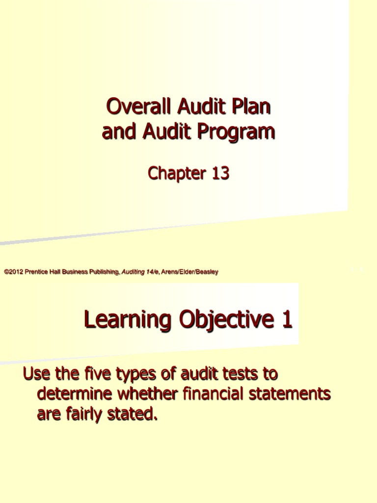 Overall Audit Plan and Audit Program: ©2012 Prentice Hall Business Publishing, Auditing 14/e ...