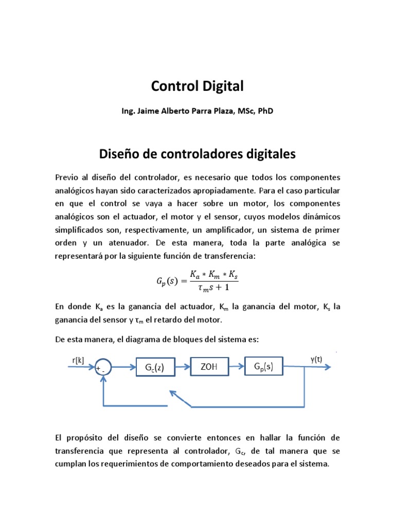 Diseño de controladores digitales PID para sistemas de primer orden ...