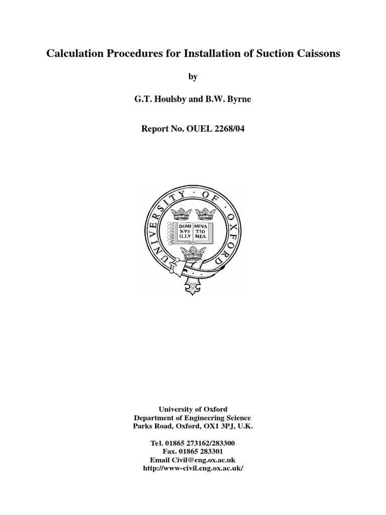Calculation Procedures For Installation of Suction Caissons | PDF ...