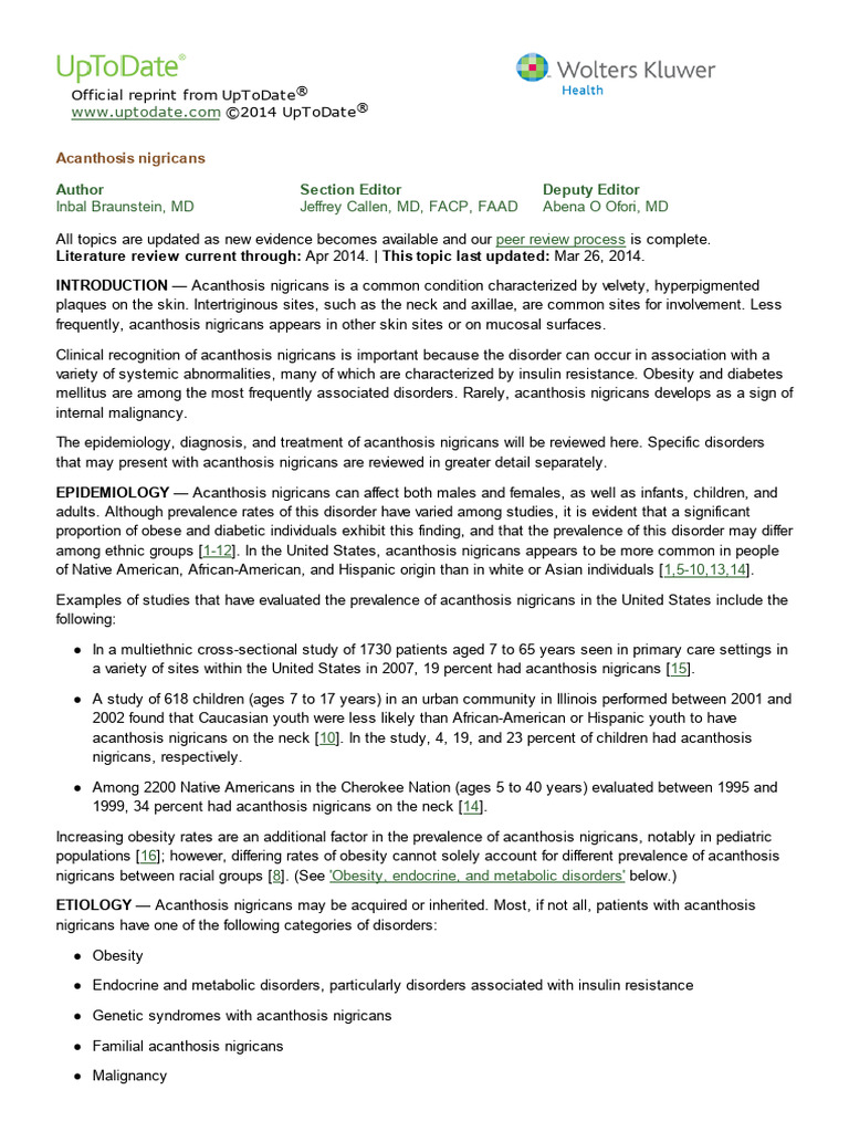 Acanthosis Nigricans | PDF | Diabetes Mellitus Type 2 | Polycystic ...