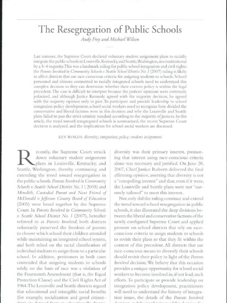Resegrigation of Schools | PDF | Desegregation Busing | Desegregation