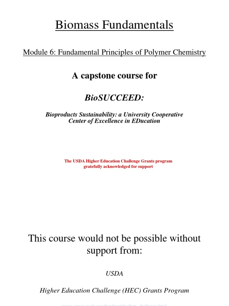 Module 6 Fundamentals of Polymer Chemistry | PDF | Polymers | Intermolecular Force