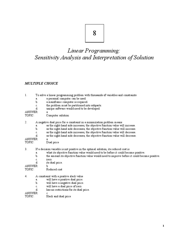 Ch08 Linear Programming Solutions | PDF | Linear Programming ...
