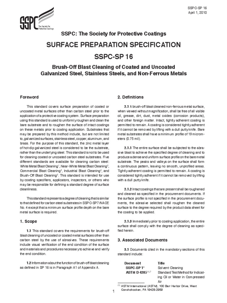 SSPC SP16 Brush-Off Blast Cleaning | PDF | Abrasive | Corrosion