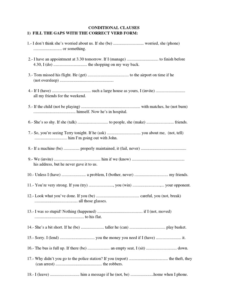 Conditional Clauses Exercises | PDF | Young Adult
