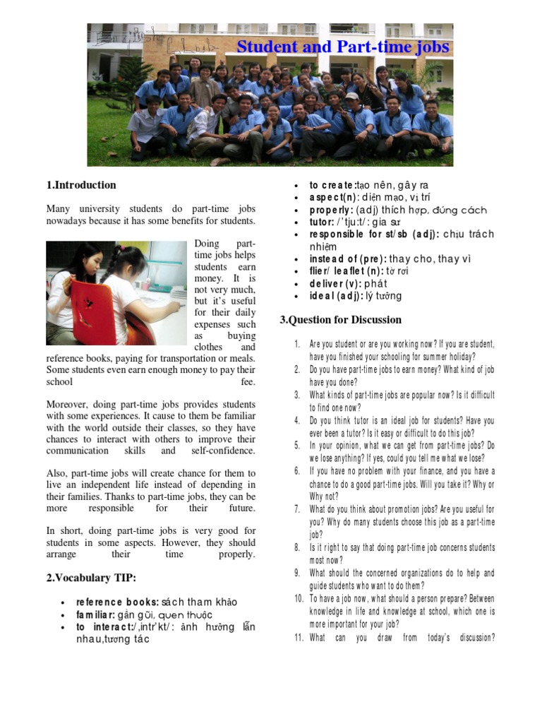 Student and Part-Time Job | PDF | Learning | Communication