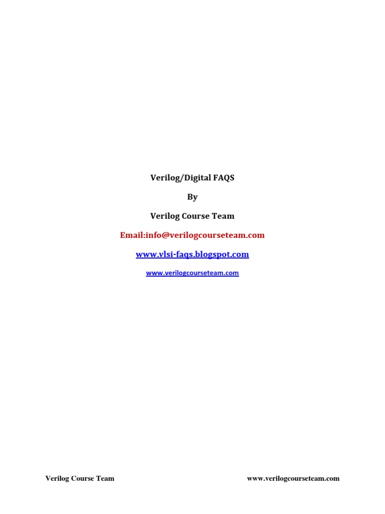 Verilogdigital Faqs By Verilog Course Team Emailinfoverilogcourseteam Com Vlsi Pdf