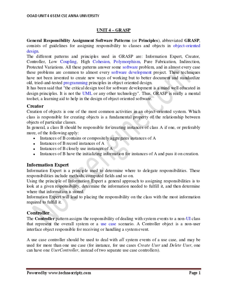 GRASP Design Patterns | PDF | Software Design Pattern | Class (Computer Programming)