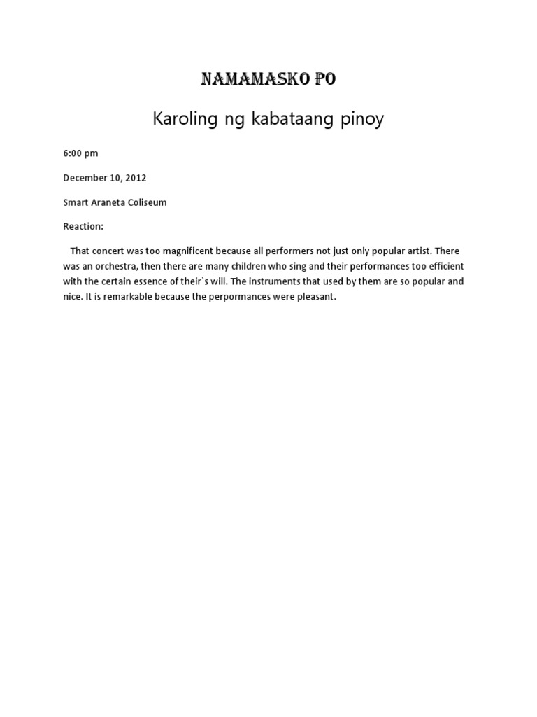 Namamasko Po Karoling NG Kabataang Pinoy | PDF