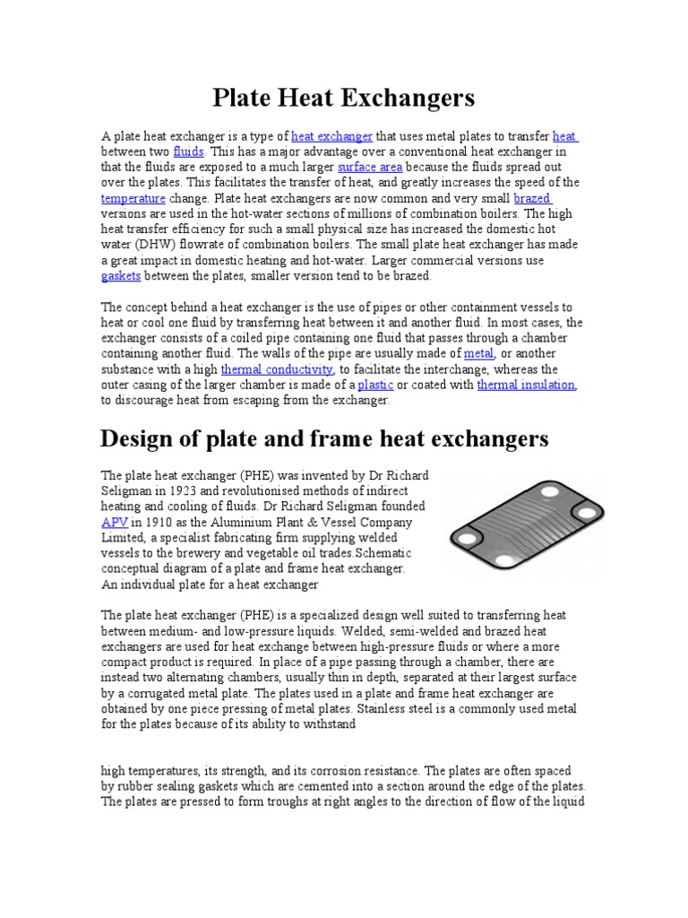 Plate Heat Ex Changers | PDF | Heat Exchanger | Heating, Ventilating ...