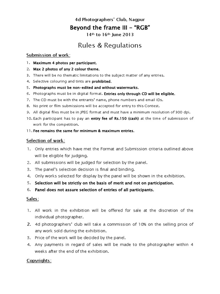 Photograpy Contest & Exhibition Rules | PDF | Government Information ...