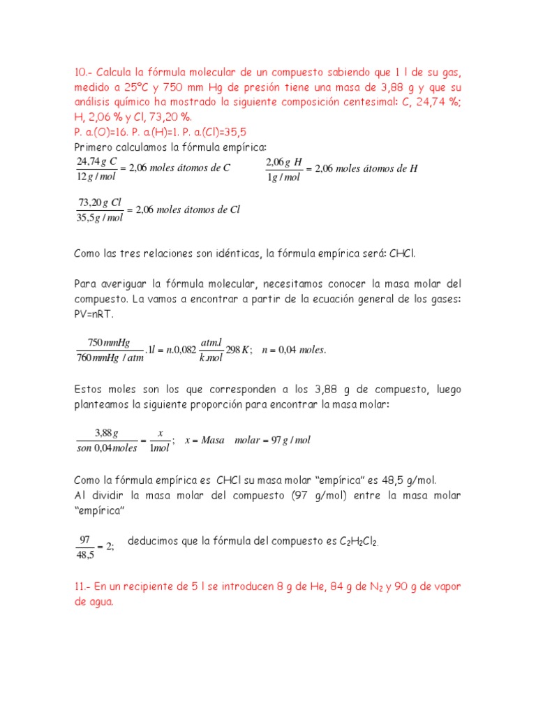 Ejercicios Resueltos PPT Gases Ideales | PDF