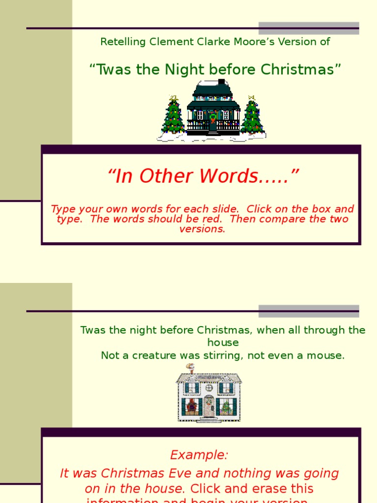Retelling 'Twas the Night Before Christmas | PDF | Christmas