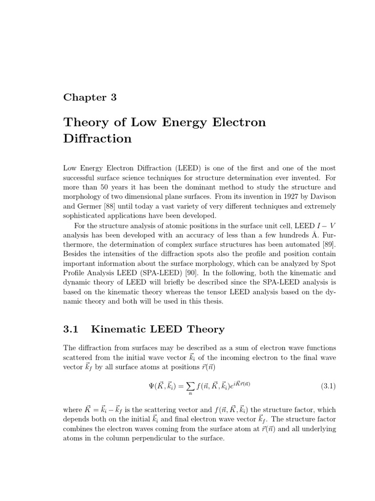 LEED Theory Explains Surface Diffraction Patterns | PDF | Scattering ...